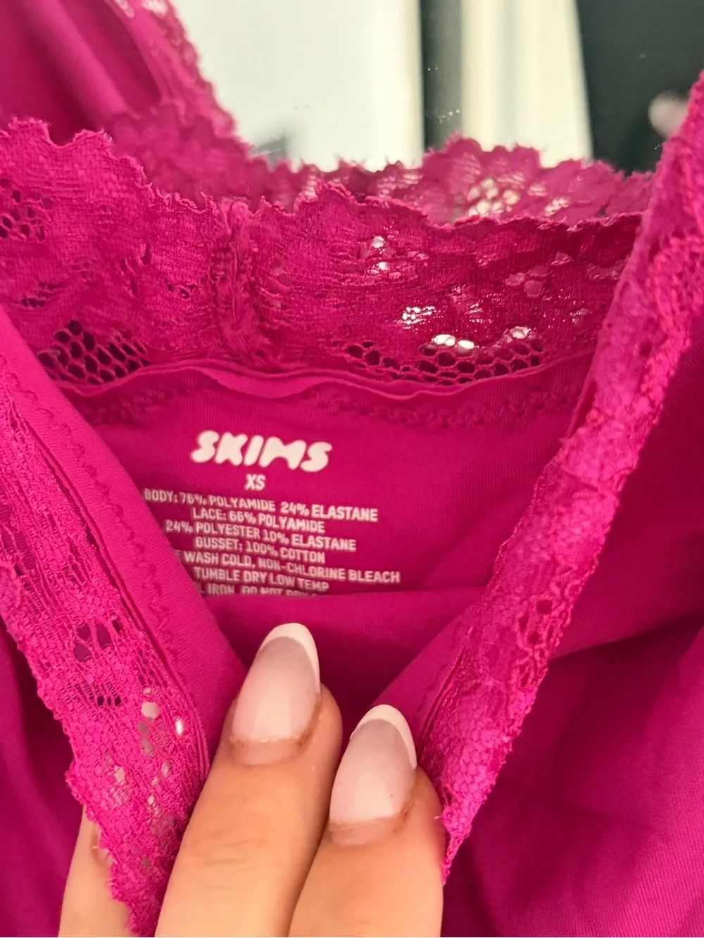 SKIMS | Intimates & Sleepwear | Skims Hot Pink Lacetrim Romper Slip ...